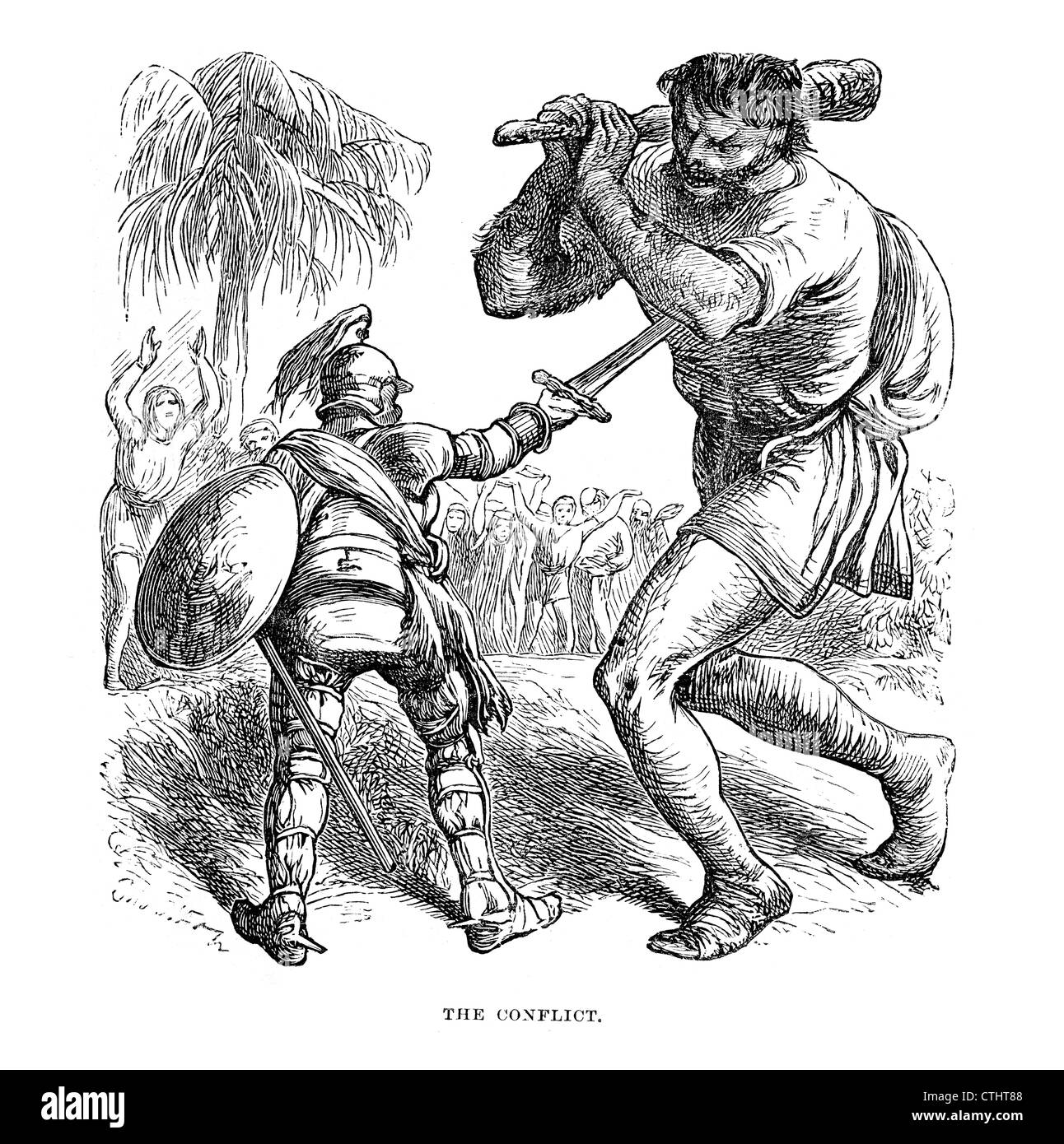 The fight between the knight and the giant of hate from the story of ...