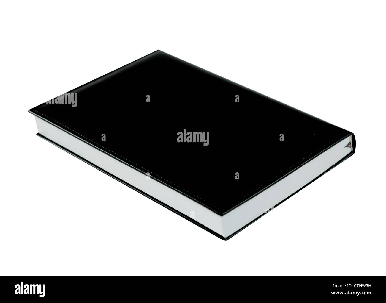 black note book and white paper on white background Stock Photo - Alamy