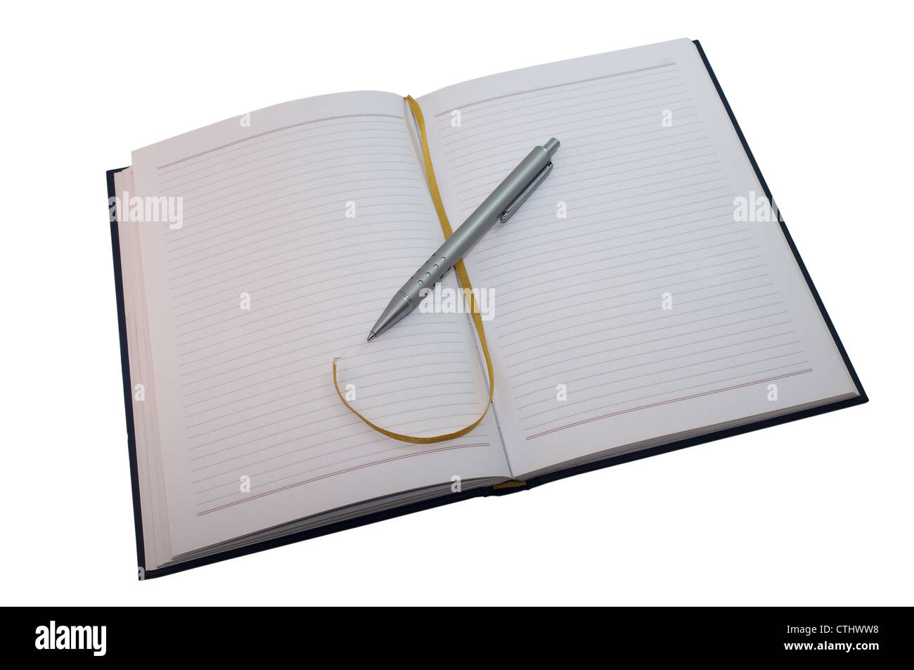 notebook with pen isolated on white background Stock Photo - Alamy