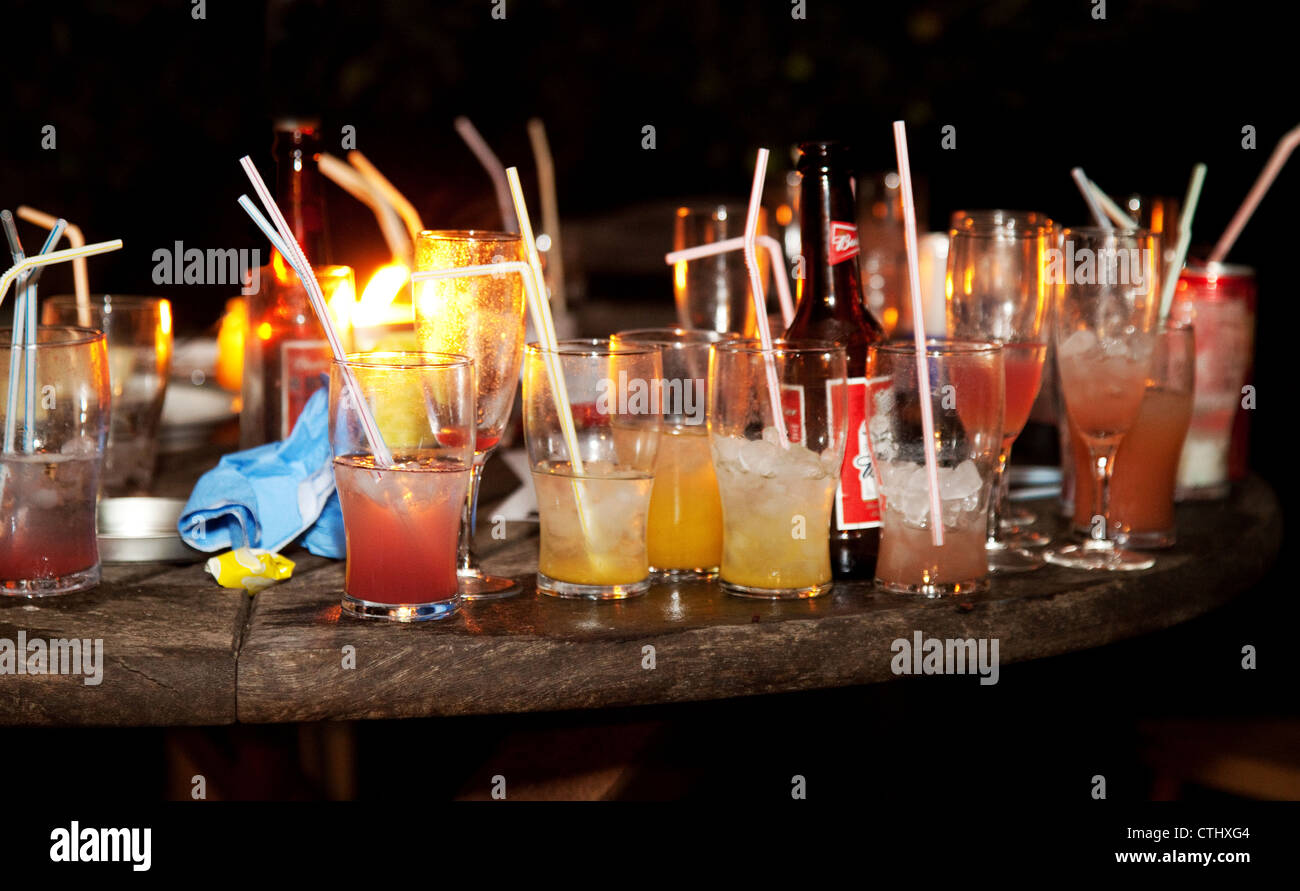 Party over; Empty and half-empty glasses remain after a cocktail party ...