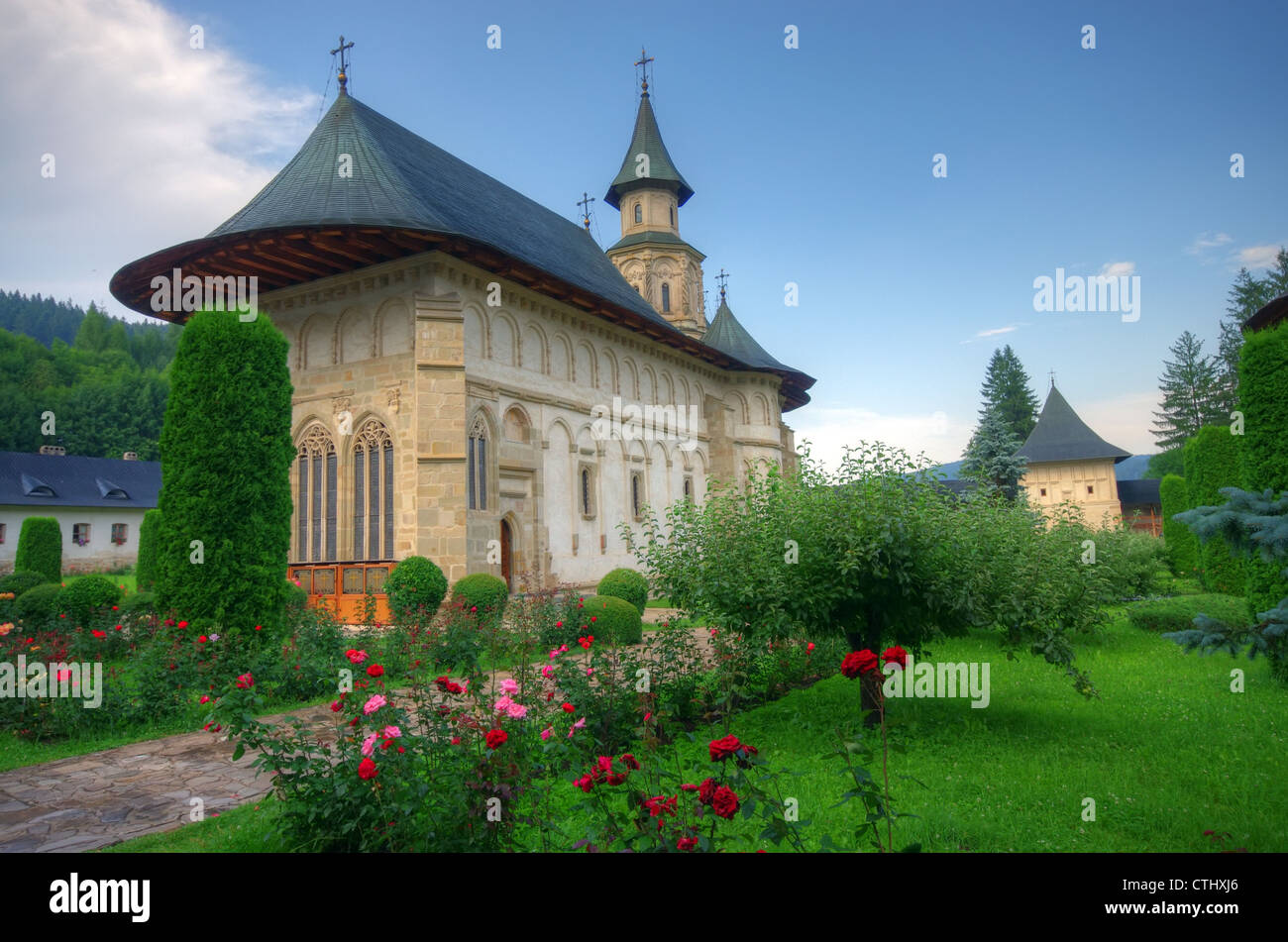 Moldavian monastery in Unesco Heritage: Putna monastery Stock Photo - Alamy
