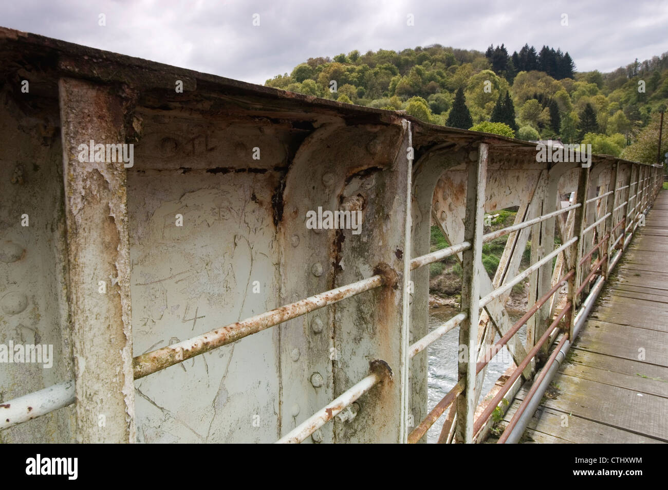 Old bridge which spans the River Wye in the village of Tintern Stock ...