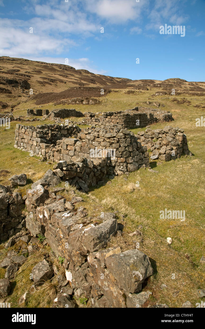 Remains of the croft cottages at Crackaig Ruined crofting village on ...