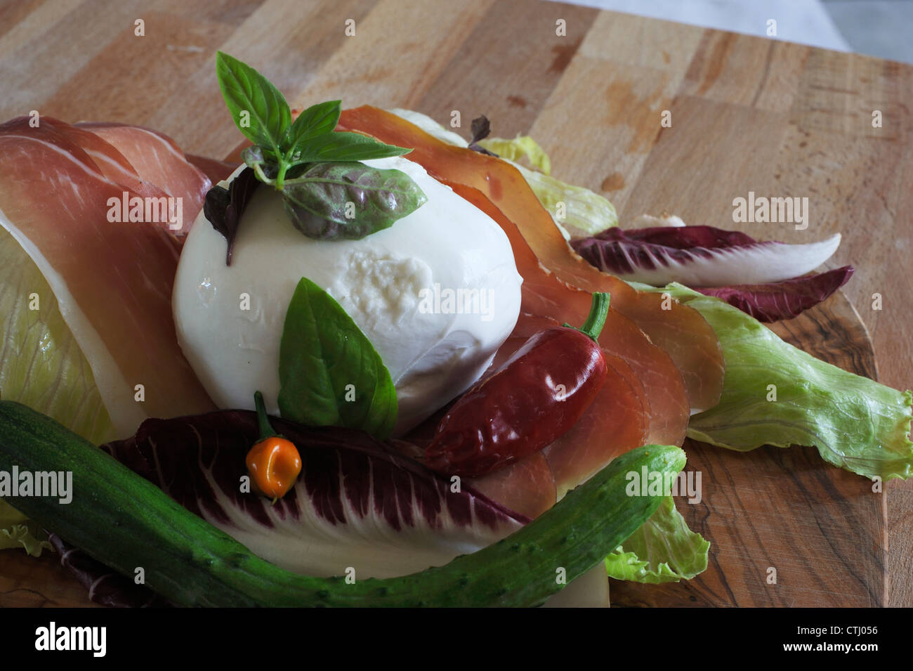 A summer fresh dish with mozzarella and tomato Stock Photo - Alamy