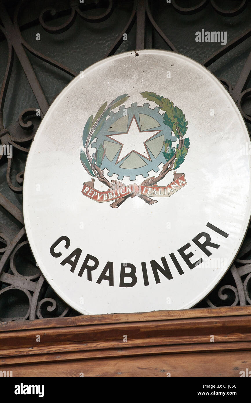 Italian Carabinieri Emblem with special notice and heraldic arms Stock ...