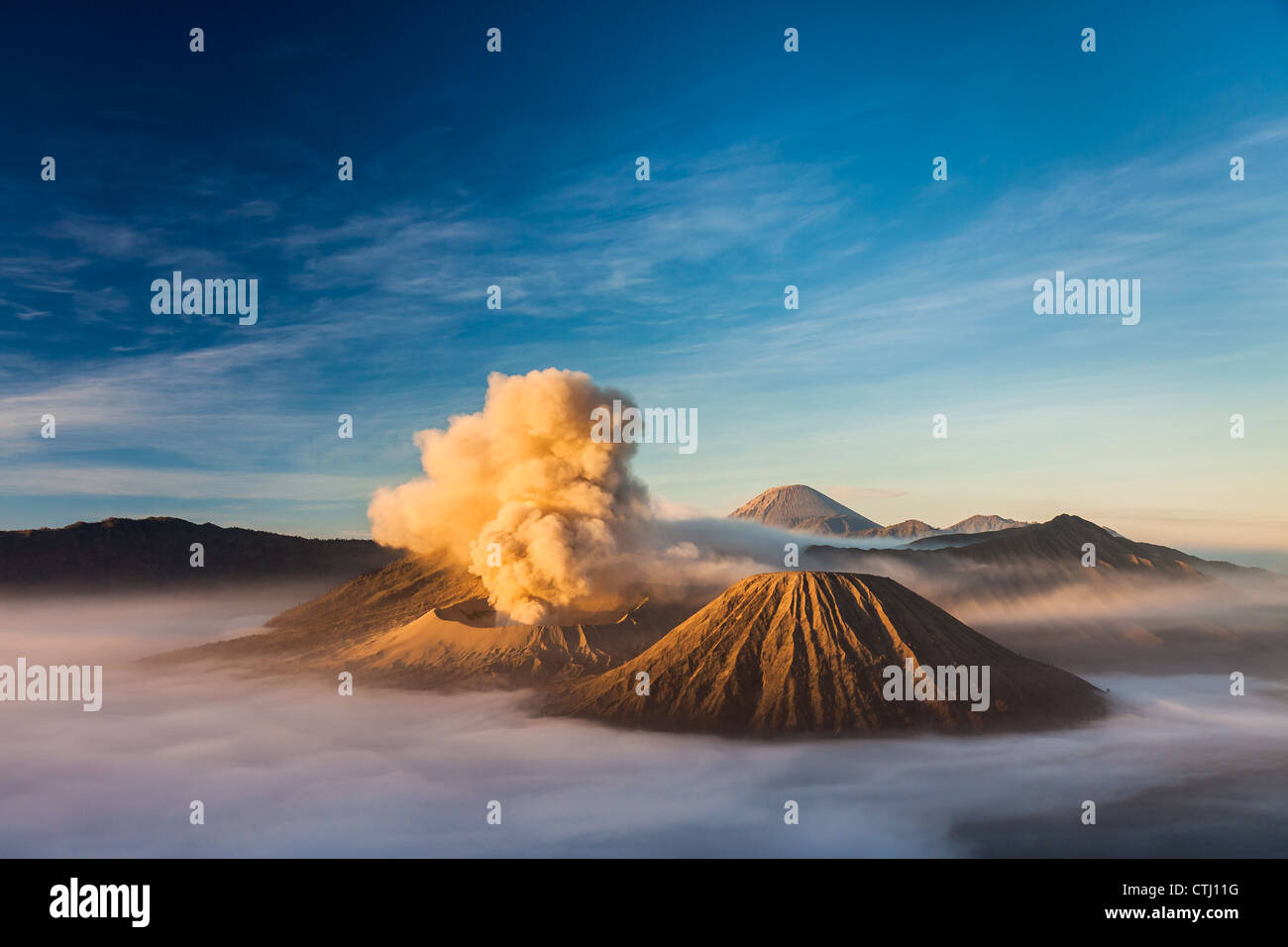 Mount Bromo erupting volcano Stock Photo - Alamy