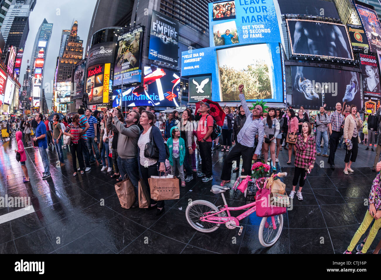 Times Square at twilight on a rainy day in New York Stock Photo - Alamy