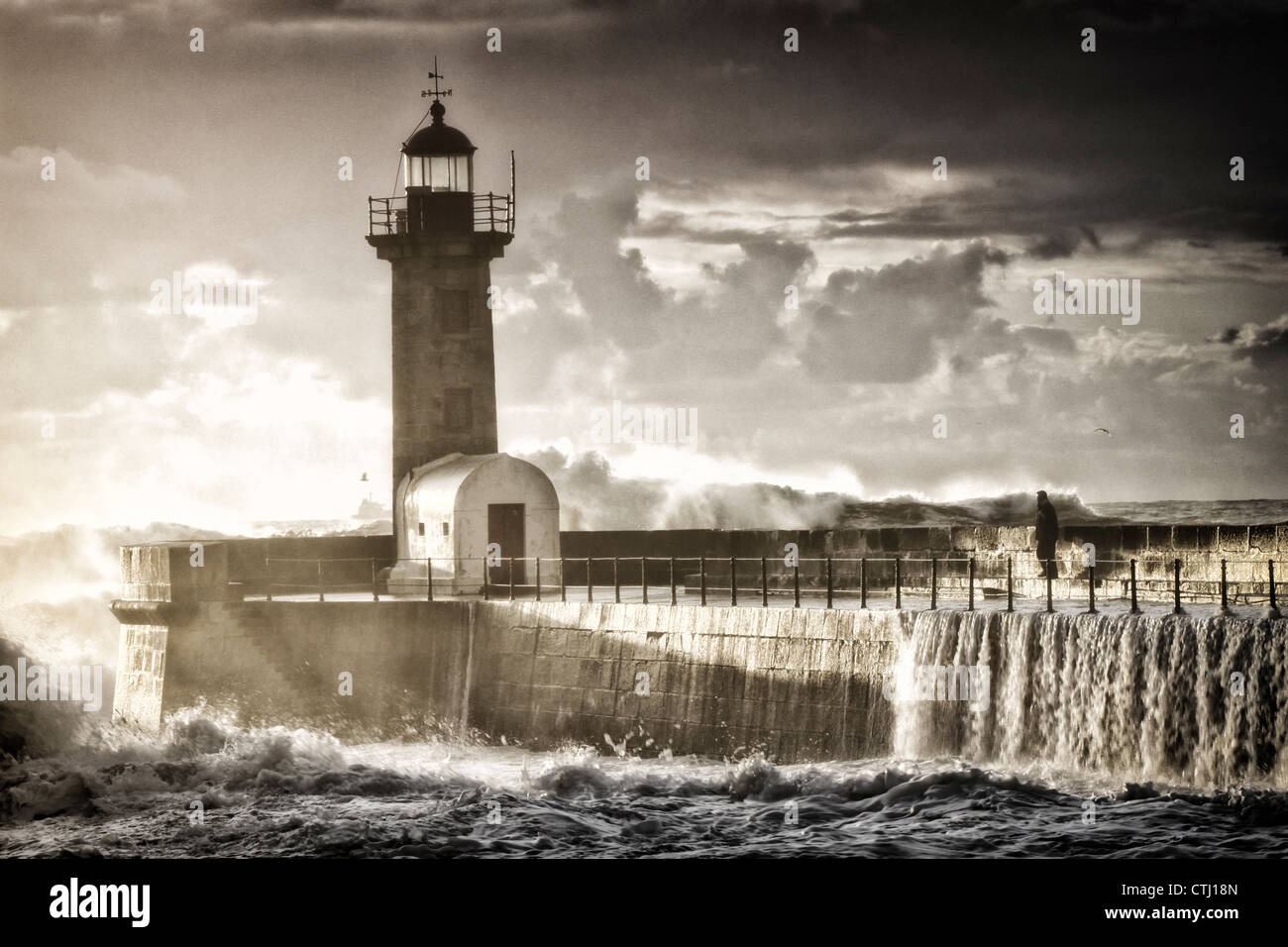 SEA STORM IN THE LIGHTHOUSE Stock Photo - Alamy