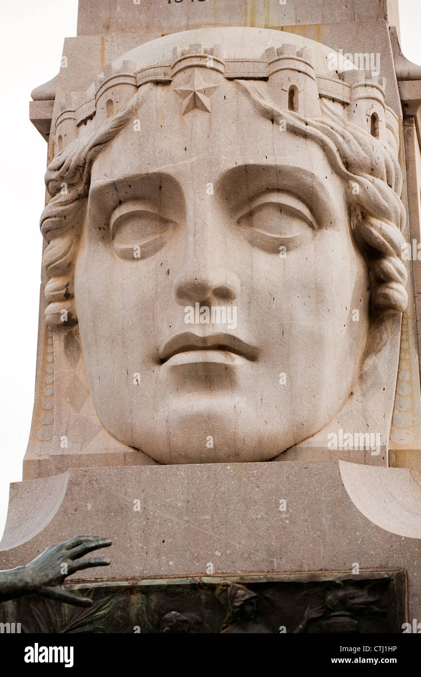 monument, symbol of Mother-Sicily: head of beautiful woman with crown ...