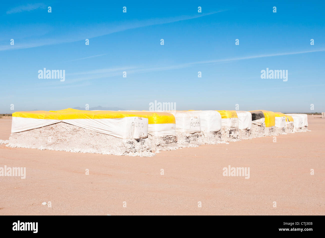 Cotton modules are stored at a cotton gin before processing Stock Photo ...
