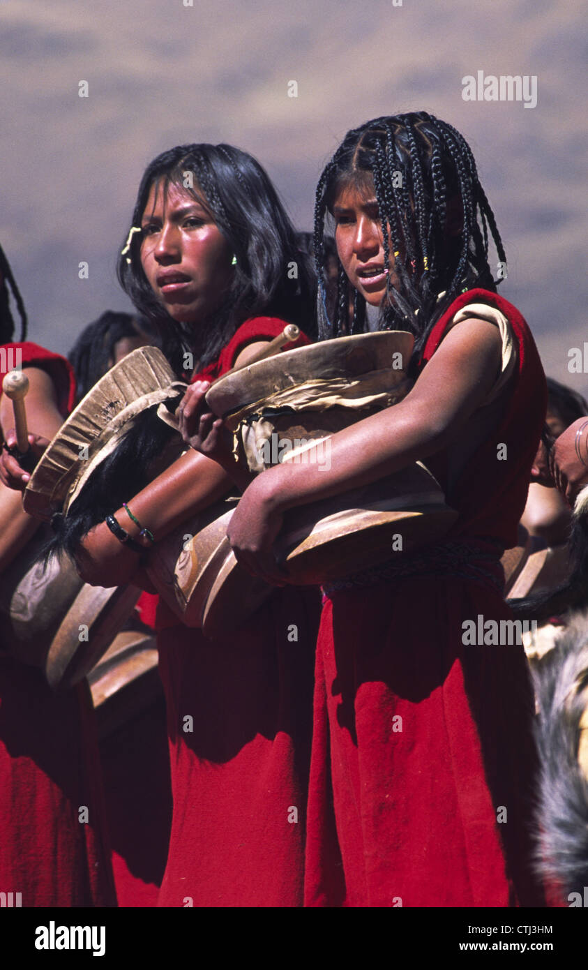 Inca ceremony re-enactment at village festival. Raqchi, Cuzco ...