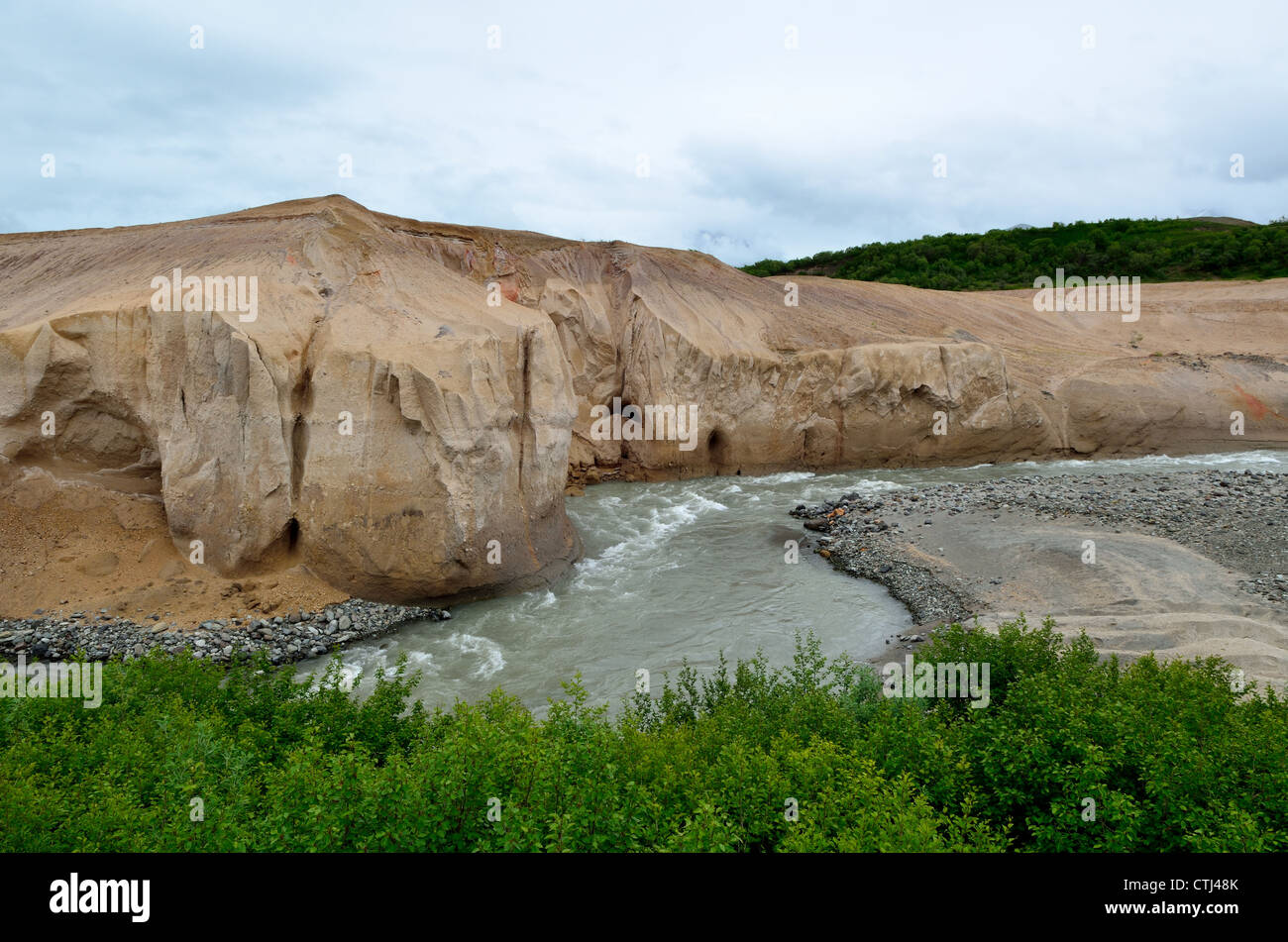 Ukak river erodes into the ash beds from 1912 Novarupta eruption ...