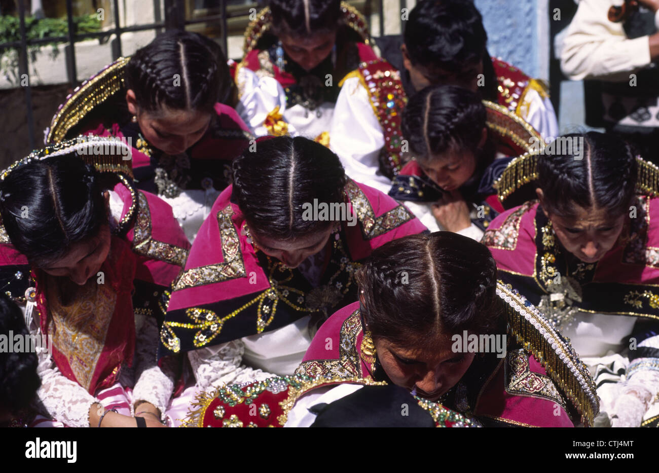 Ceremony at grave yard during the Virgen del Carmen fiesta in ...