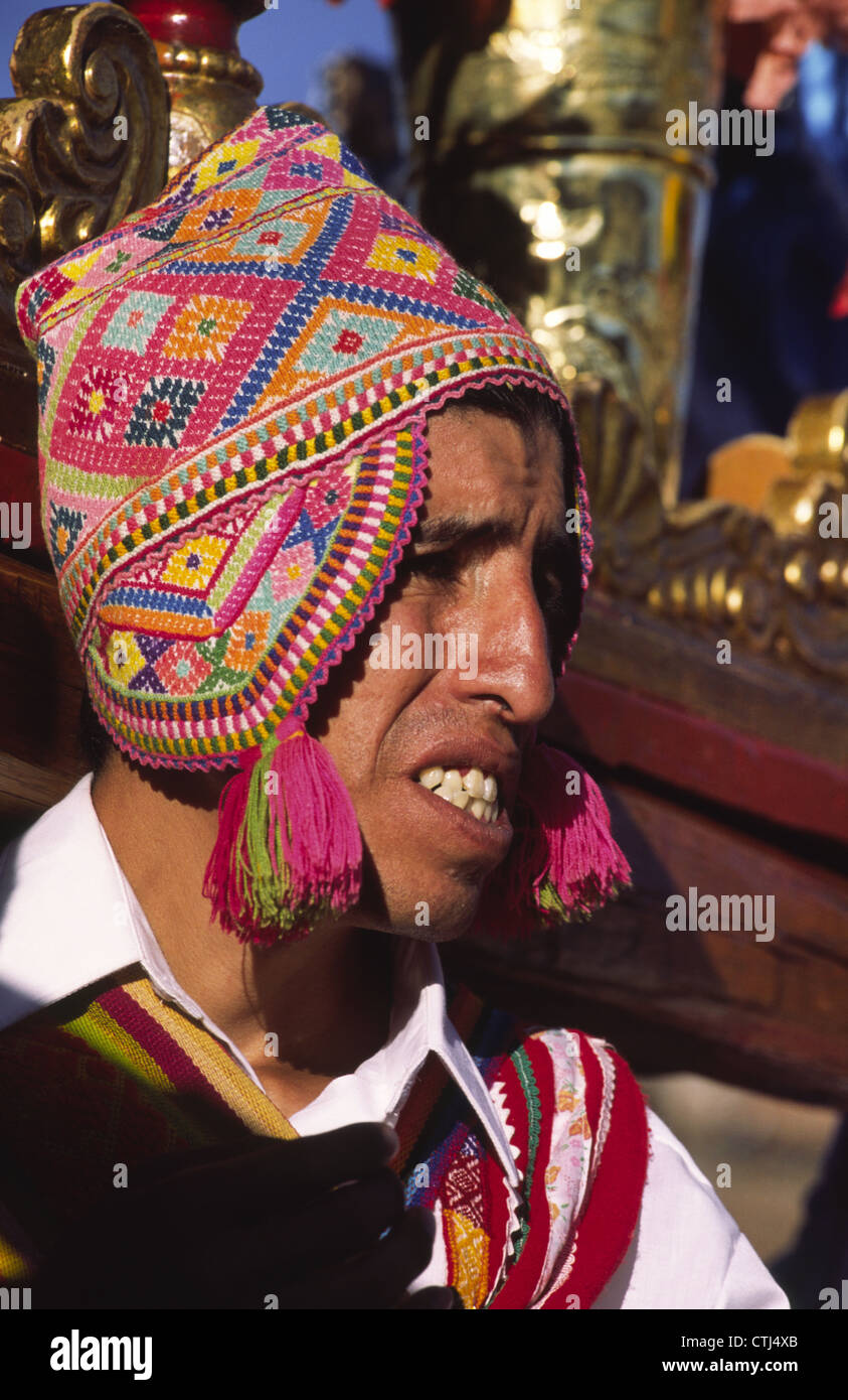 Quechua man during Corpus Christi procession. Cuzco, Peru Stock Photo ...
