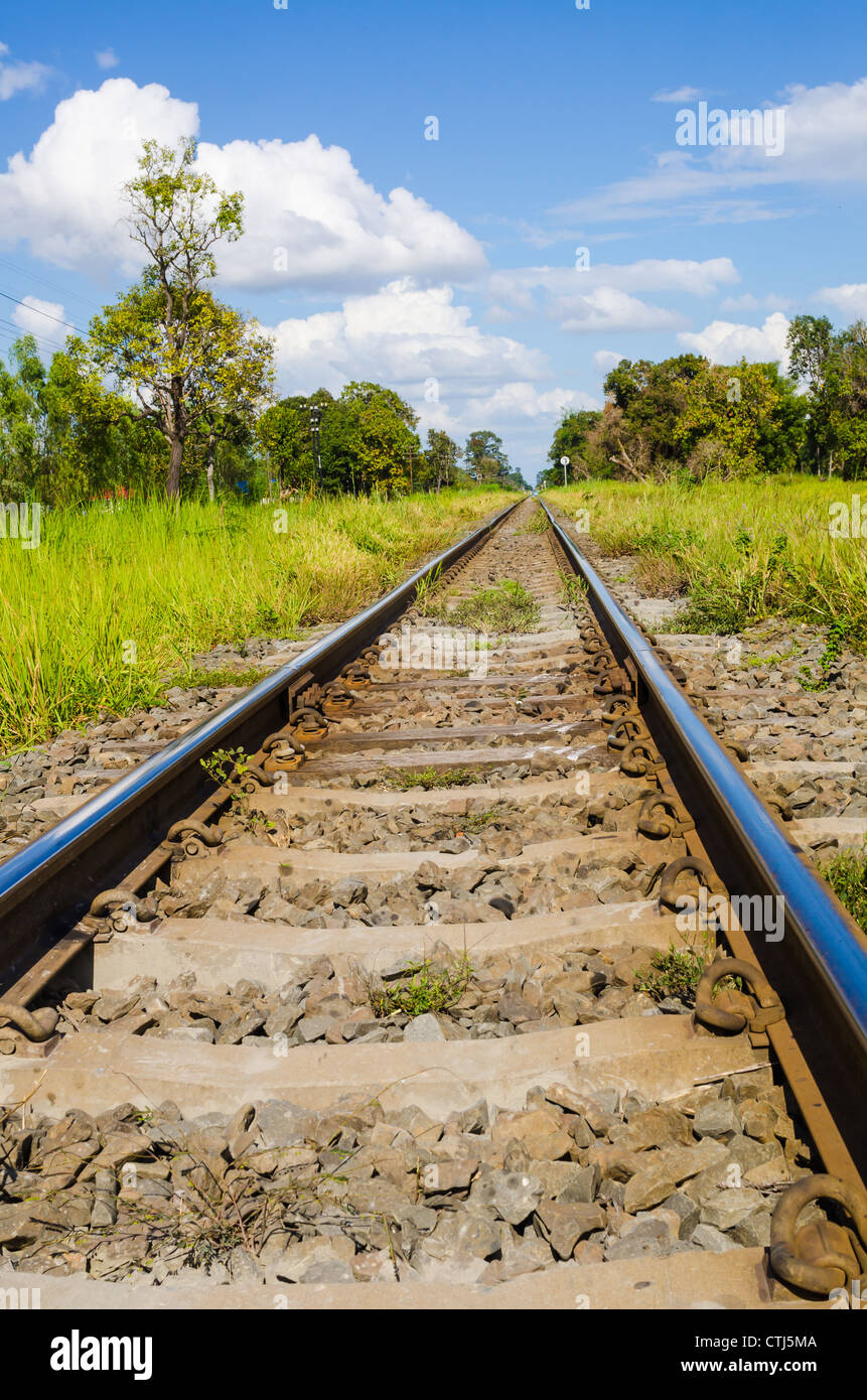 railway in green landscape nature Stock Photo - Alamy