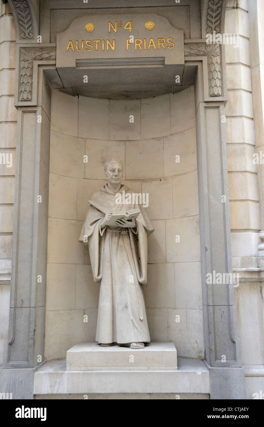 Statue of a friar outside number 4 Austin Friars EC2, London, UK Stock ...