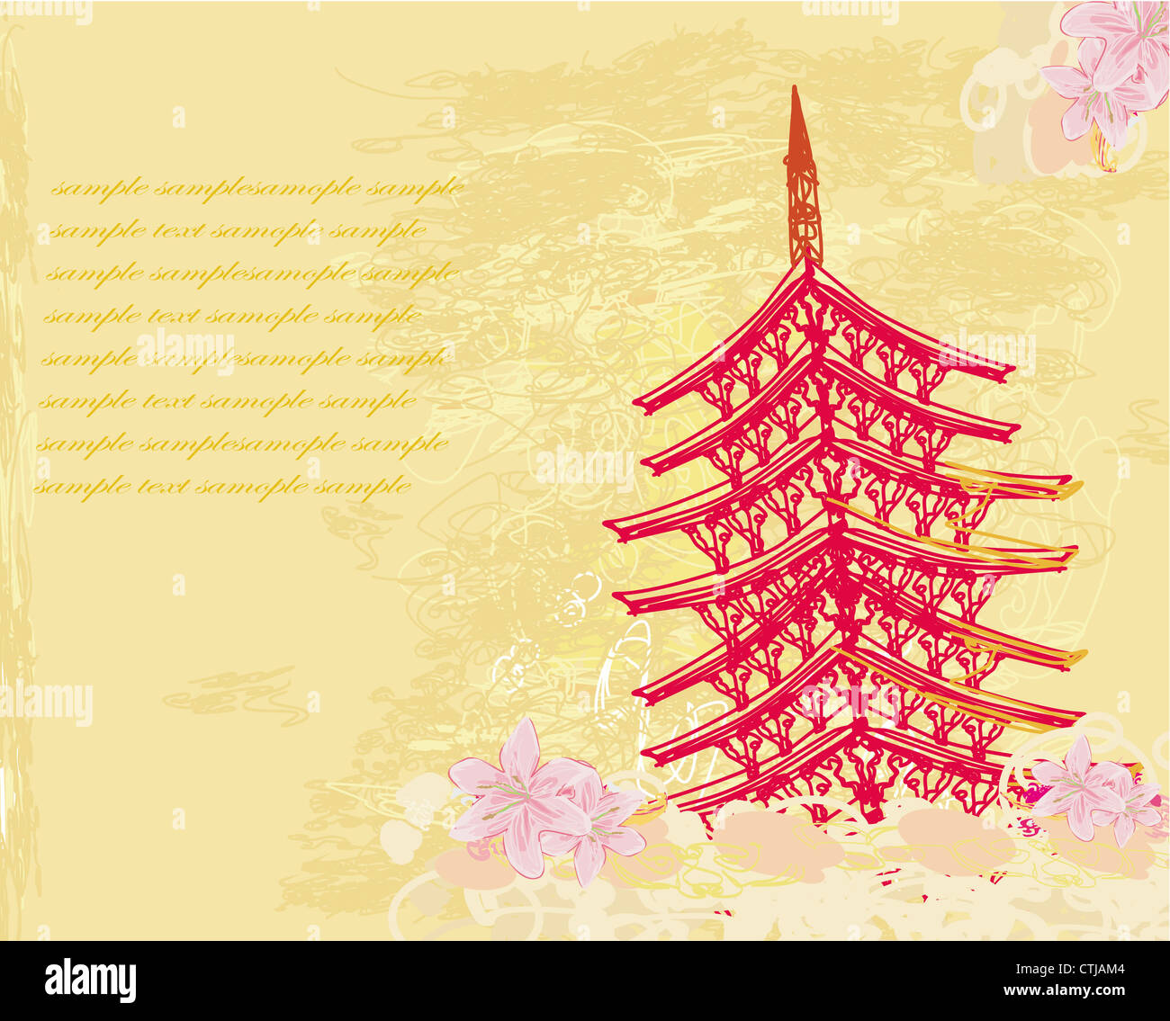 old paper with Asian Landscape Stock Photo - Alamy