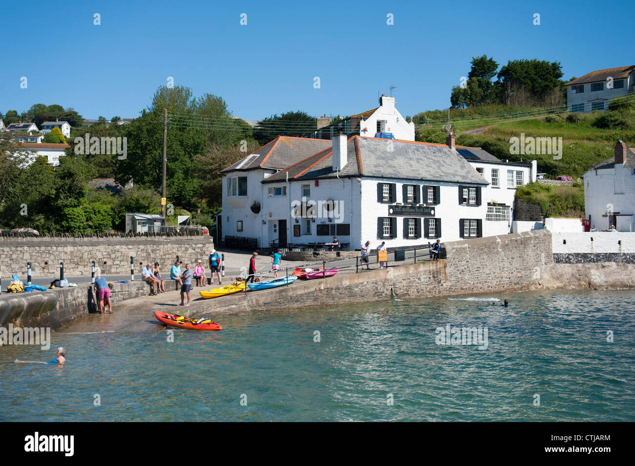 Portmellon Cornwall at high tide on a warm summer day Stock Photo - Alamy