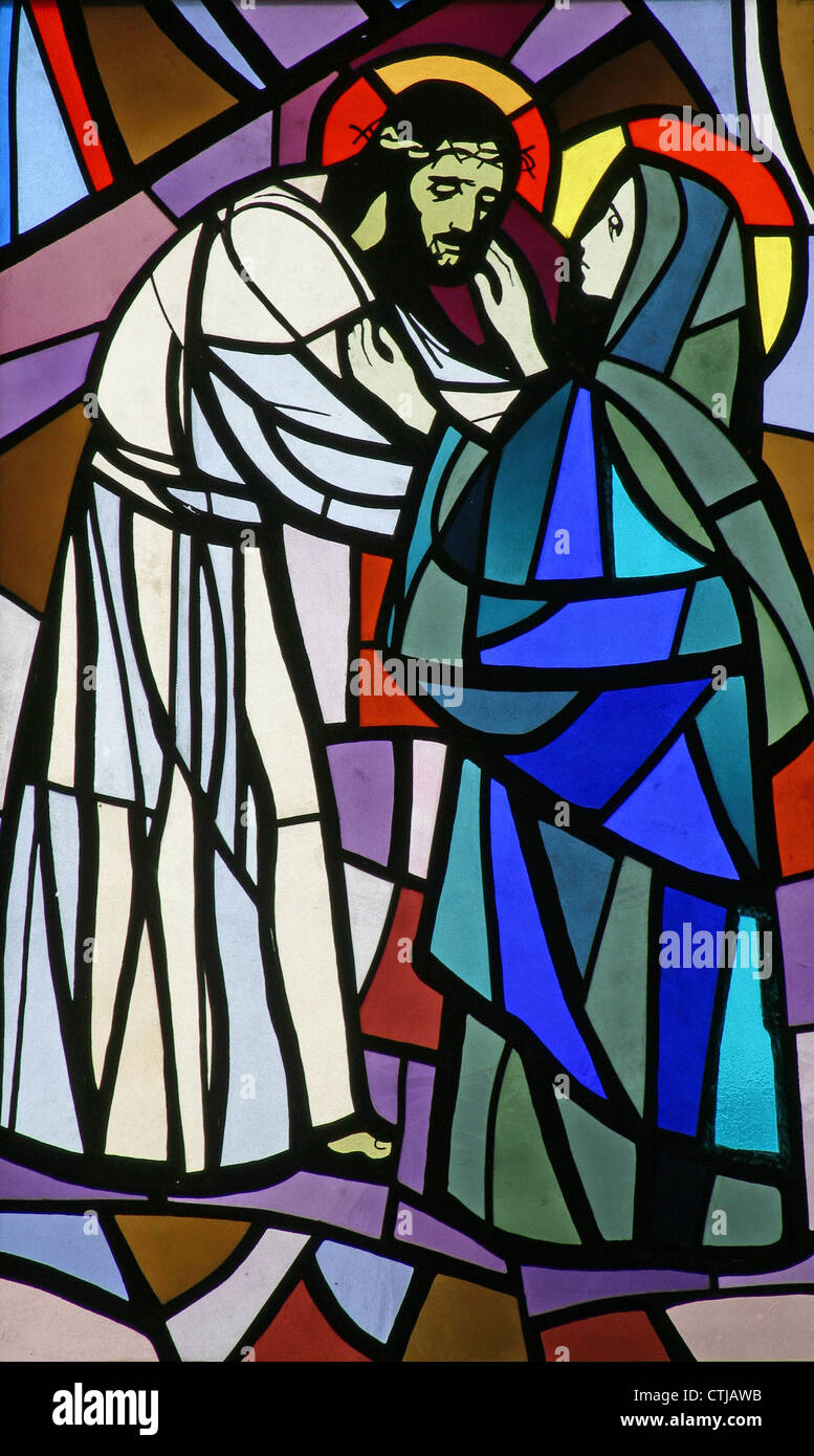 4th Stations of the Cross, Jesus meets His Mother Stock Photo - Alamy