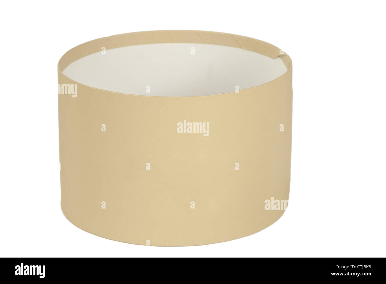 open round box, cardboard made, isolated on white Stock Photo - Alamy
