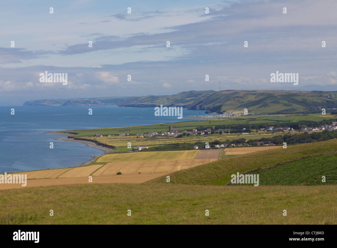 Sunny view of the Cardigan Bay, on the Welsh coast towards Llanon and ...