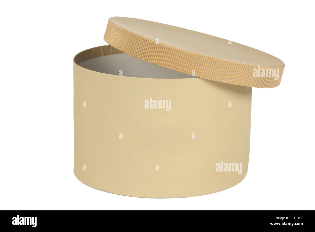 open round box, cardboard made, isolated on white Stock Photo - Alamy