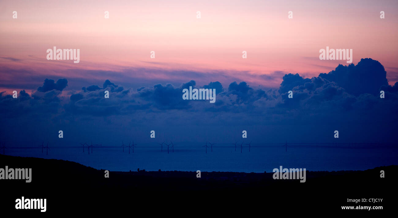 Early morning view of the Rhyl Flats Offshore Windfarm taken from Conwy ...
