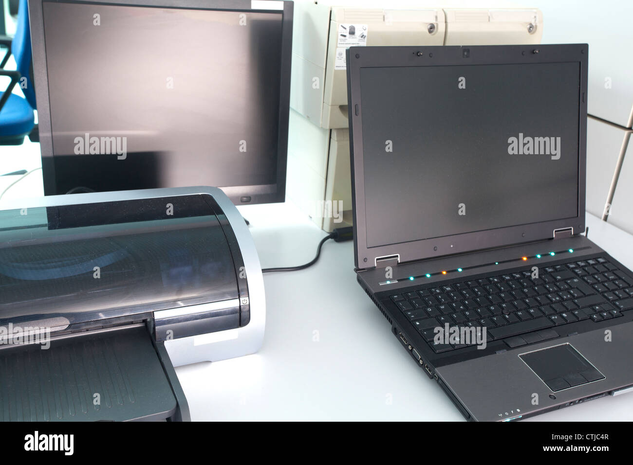 Office desk with computer Stock Photo - Alamy