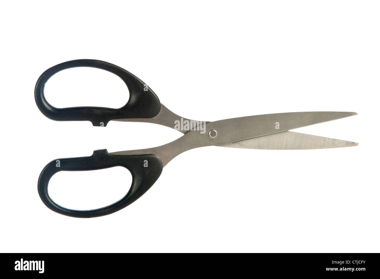 Black handled scissors isolated on white background Stock Photo - Alamy