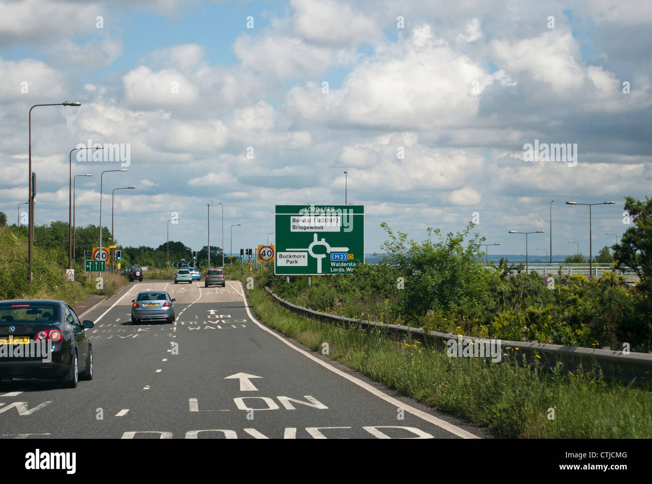 Cars Vehicles Approaching Lord Lees Roundabout Kent UK Stock Photo - Alamy