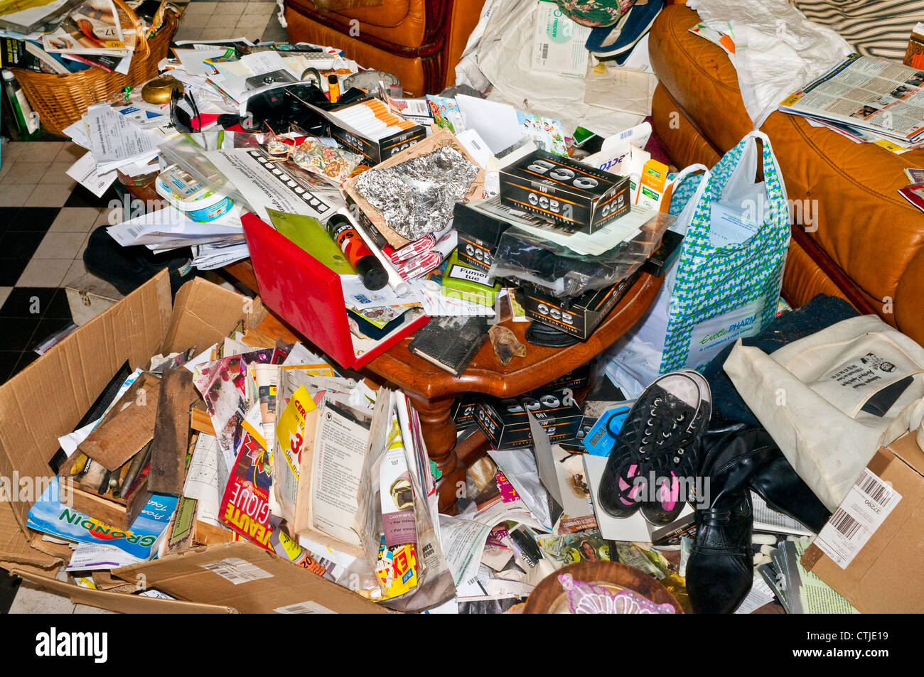 Disgusting domestic slum living conditions - France Stock Photo - Alamy