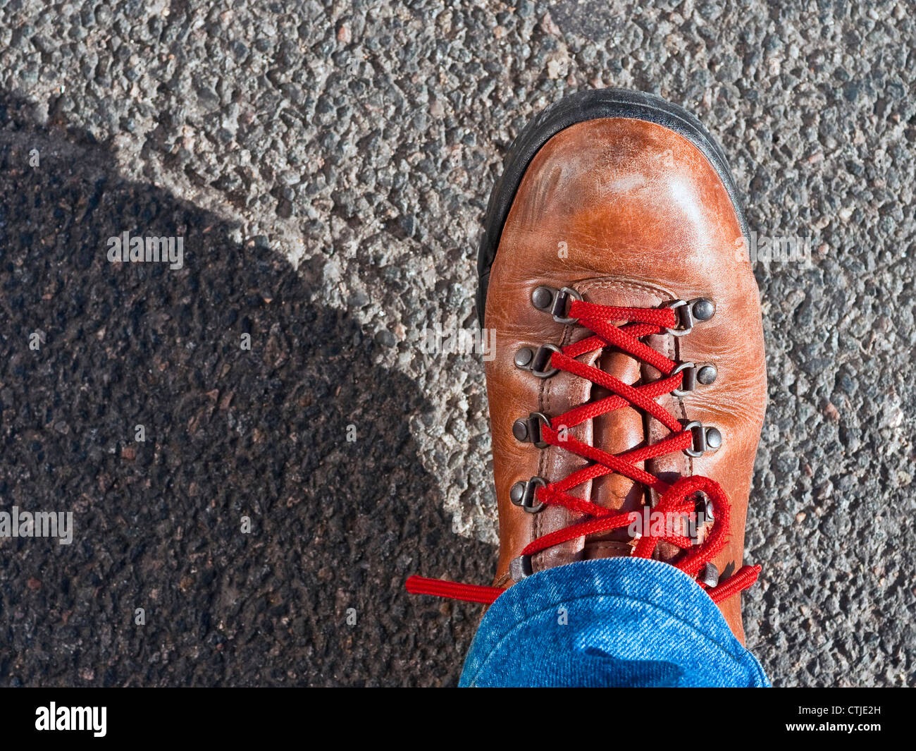 Hiking boot red laces hi-res stock photography and images - Alamy