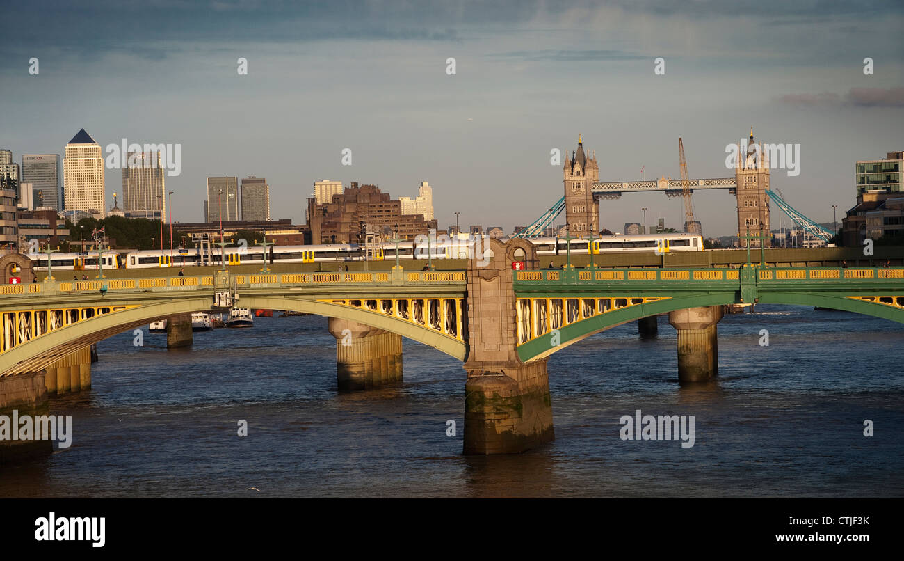 View of the River Thames showing Southwark Bridge, Cannon Street ...