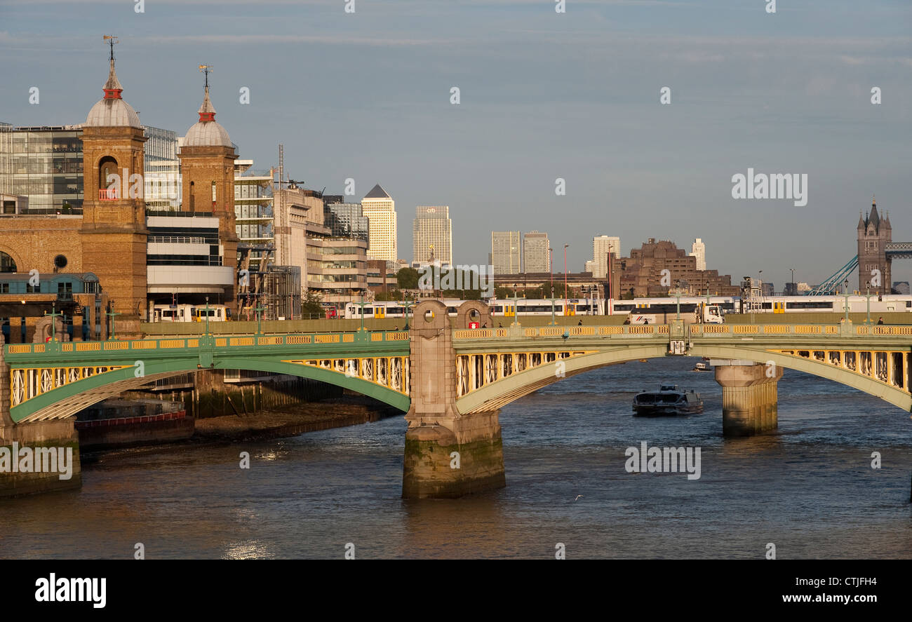 View of the River Thames showing Southwark Bridge, Cannon Street ...