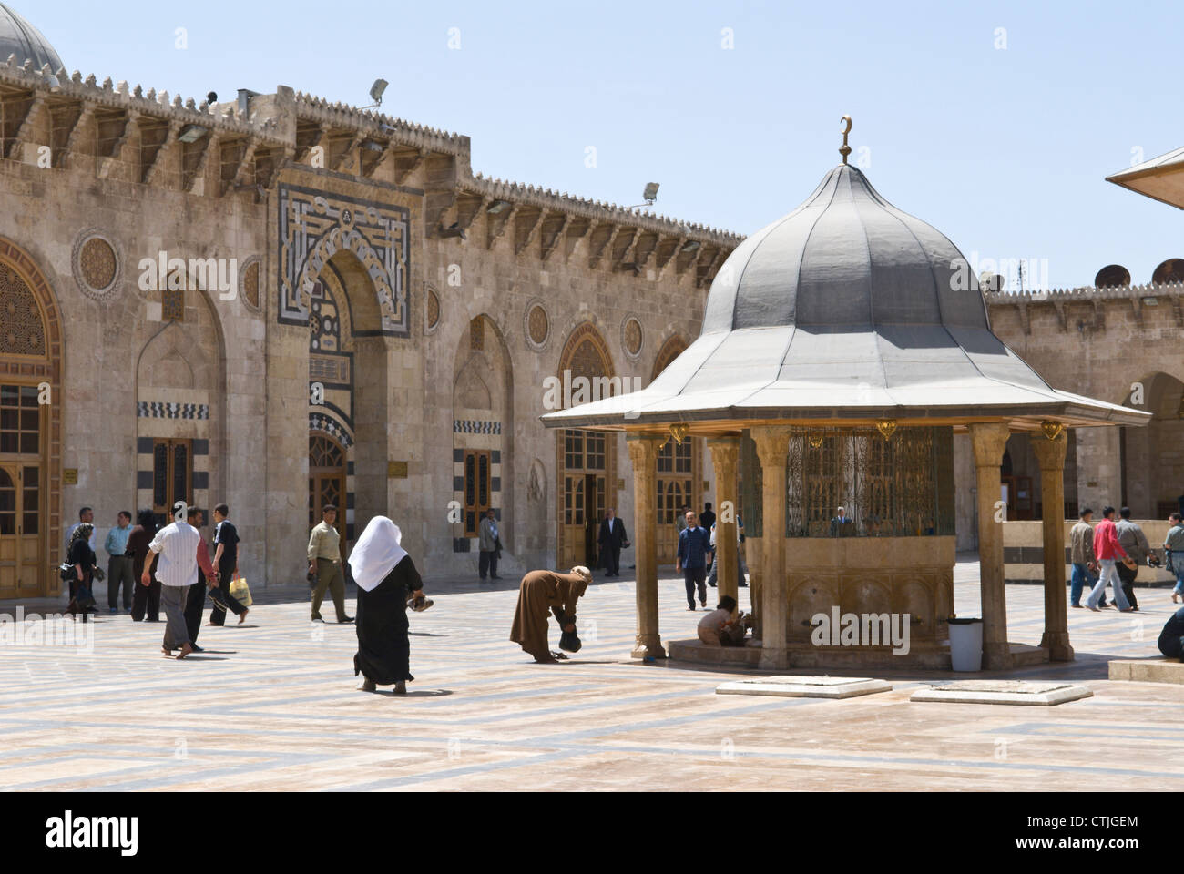 The Great Mosque, Aleppo, Syria. Originally 8th century. Courtyard with ...