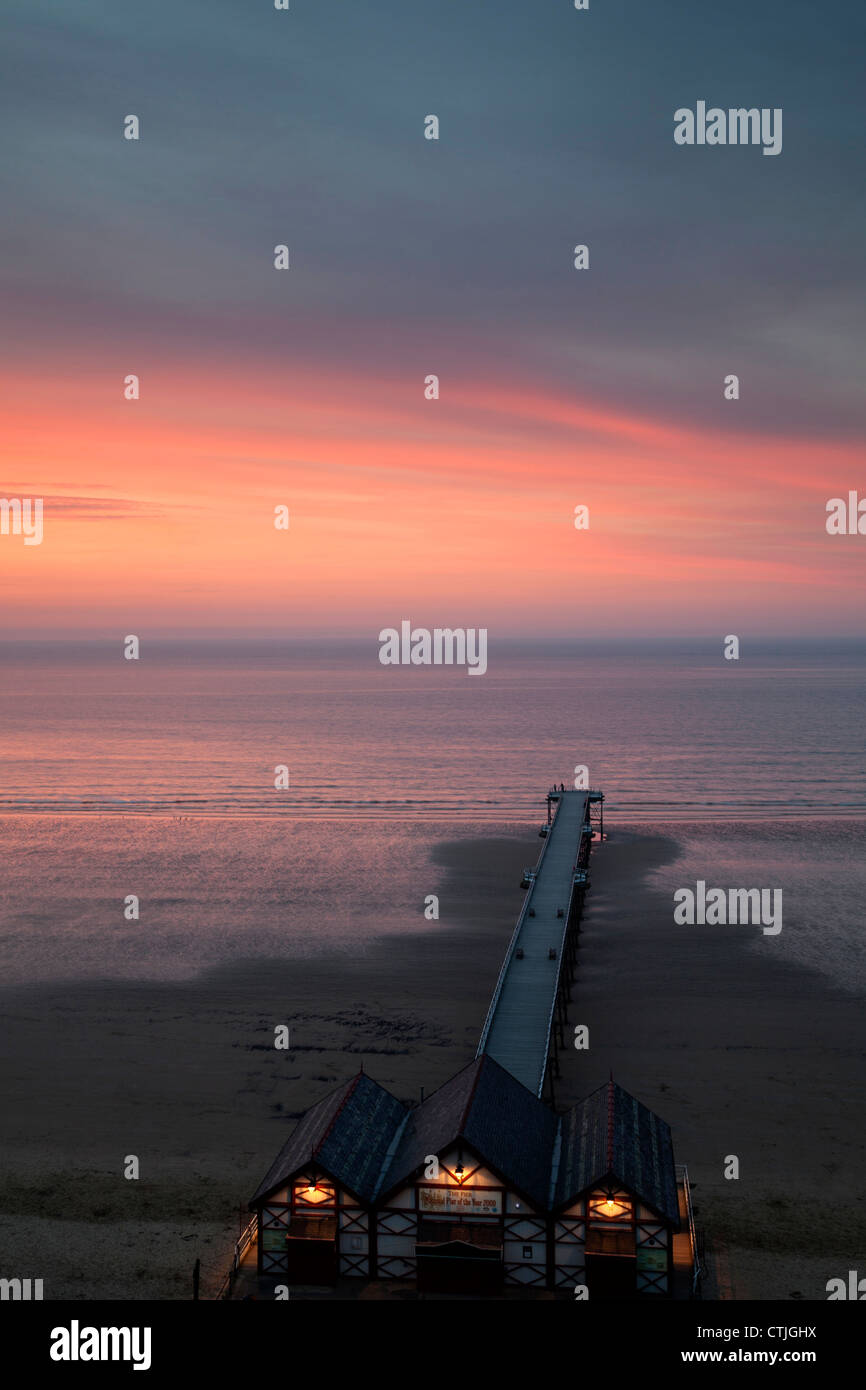 Saltburn Pier at sunset Stock Photo - Alamy