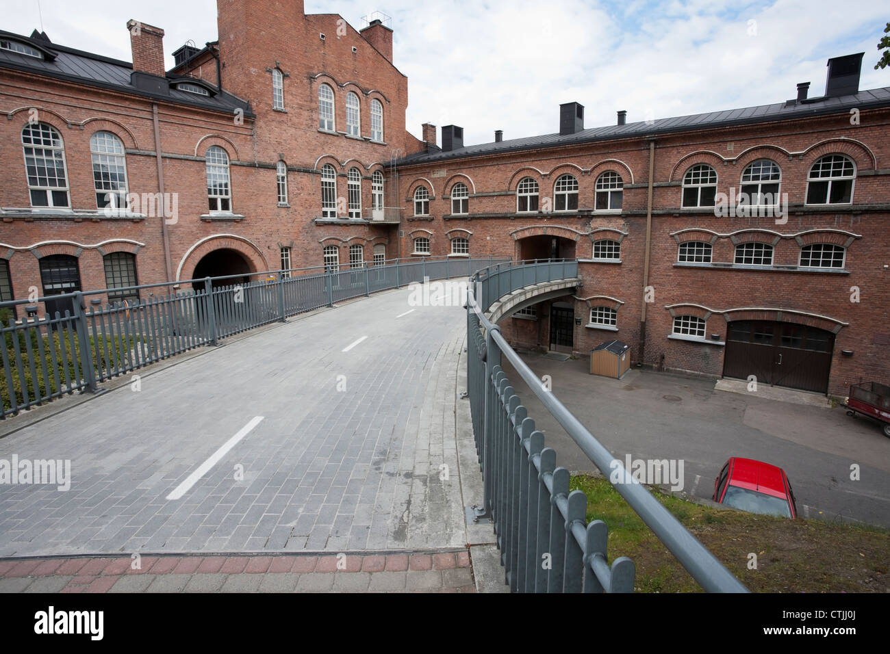 Pathway going through an old industrial building, Tampere Finland Stock ...