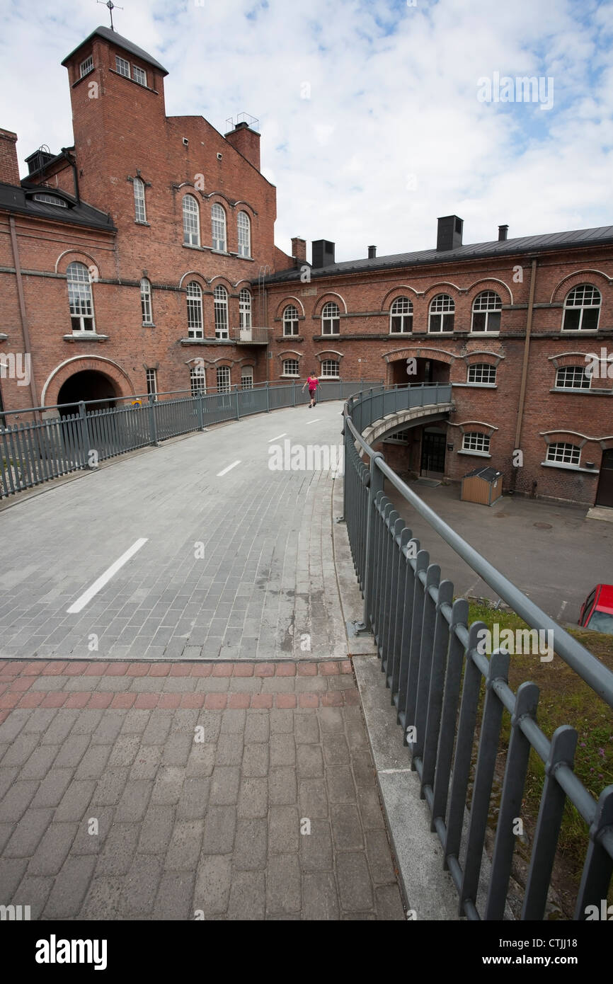 Pathway going through an old industrial building, Tampere Finland Stock ...