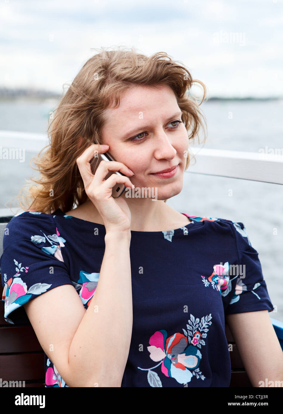 Young one Caucasian woman calling on mobile phone Stock Photo - Alamy