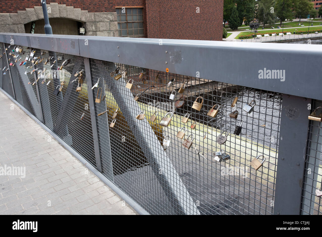 Love locks, Tampere Finland Stock Photo - Alamy