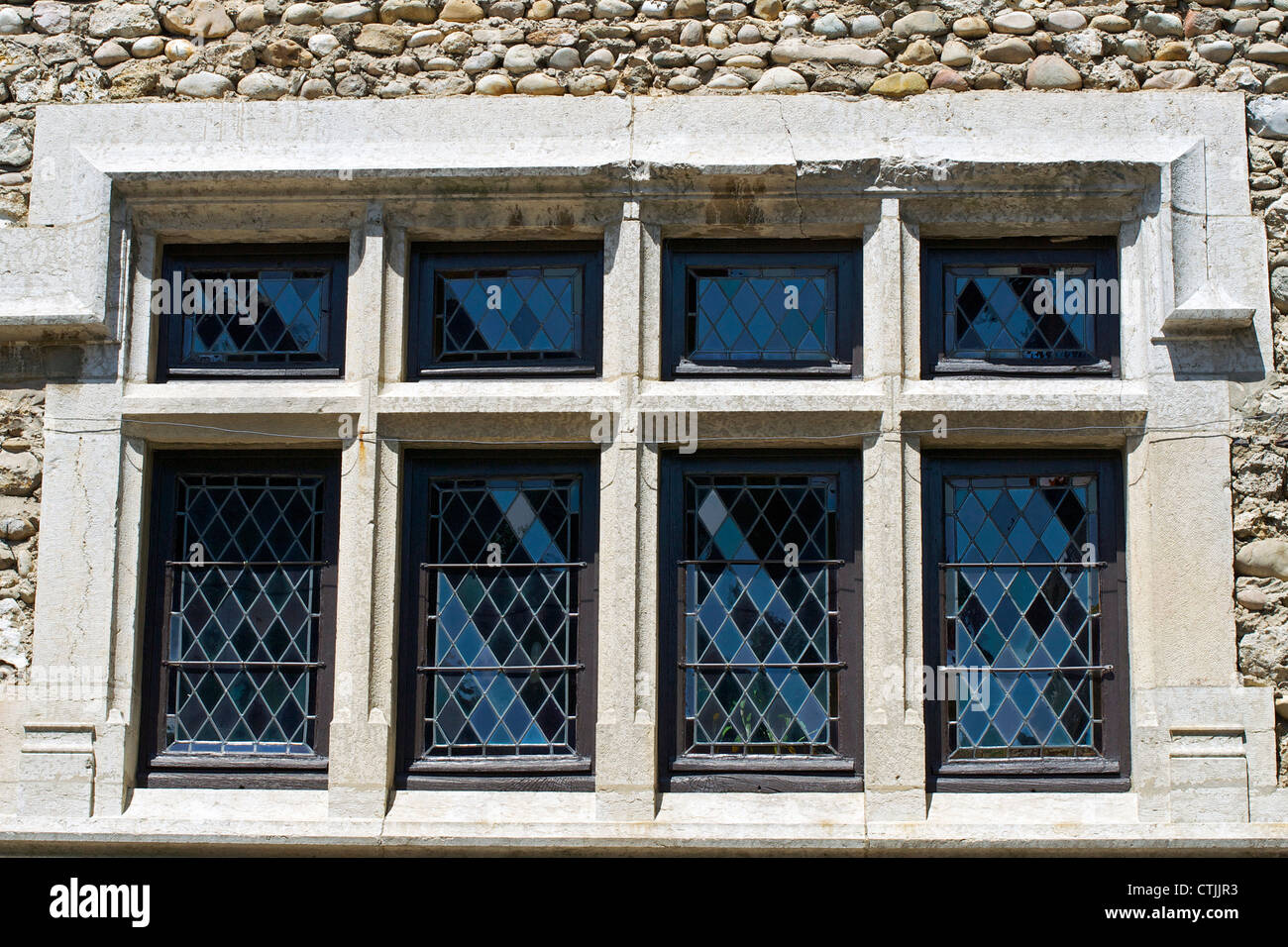 very old window with grid and wall Stock Photo - Alamy