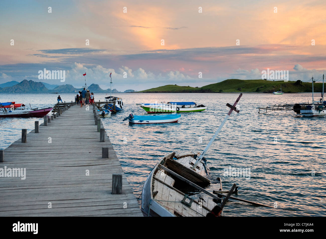 The dock leading to the village of Komodo in Komodo National Park ...