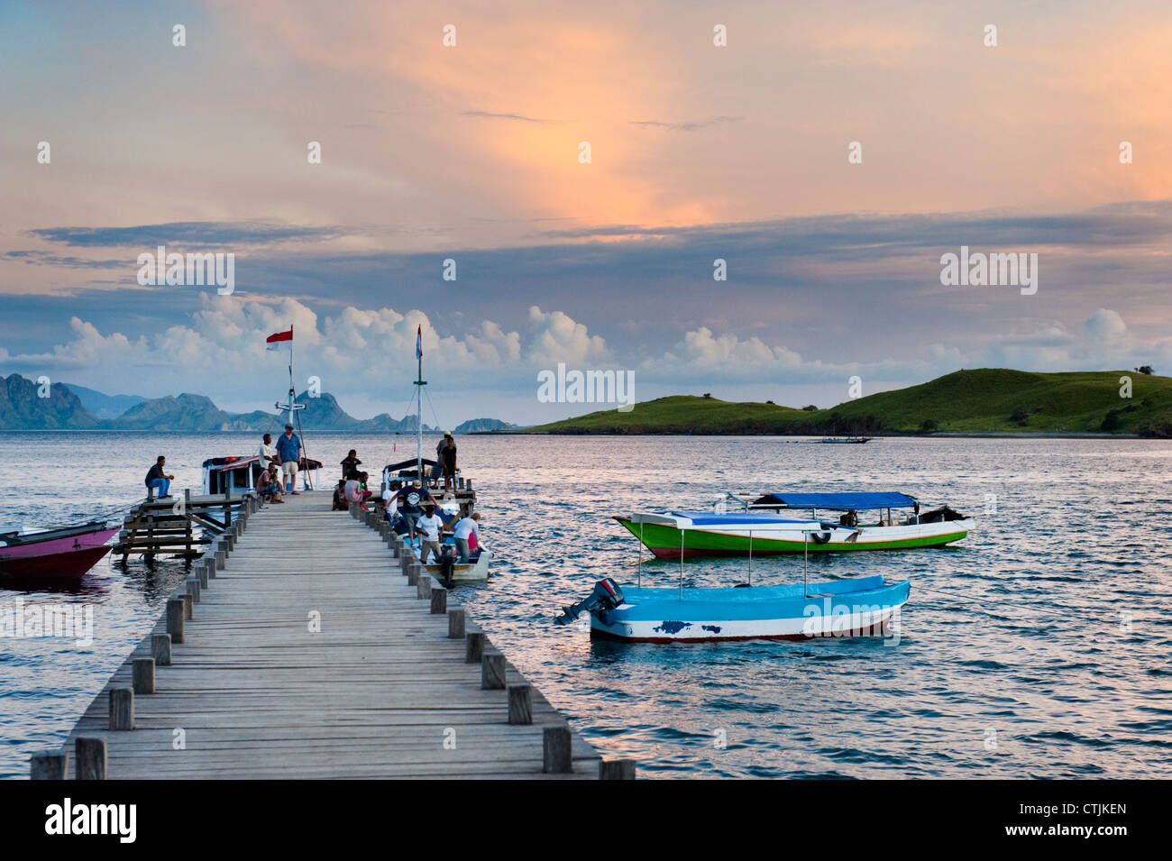 The dock leading to the village of Komodo in Komodo National Park ...