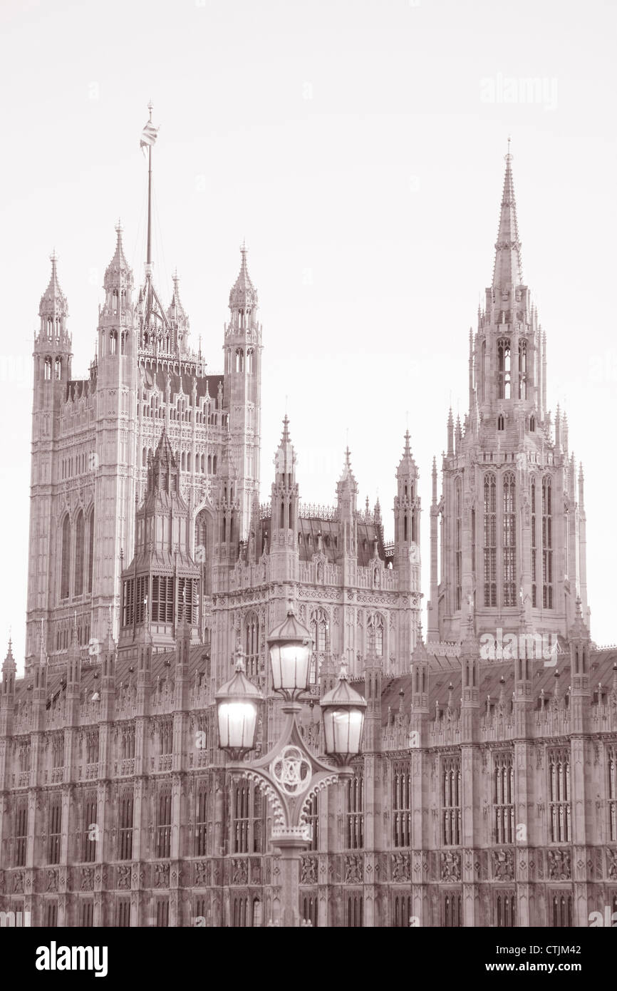 Houses of Parliament, London in Black and White Sepia, Tone Stock Photo ...