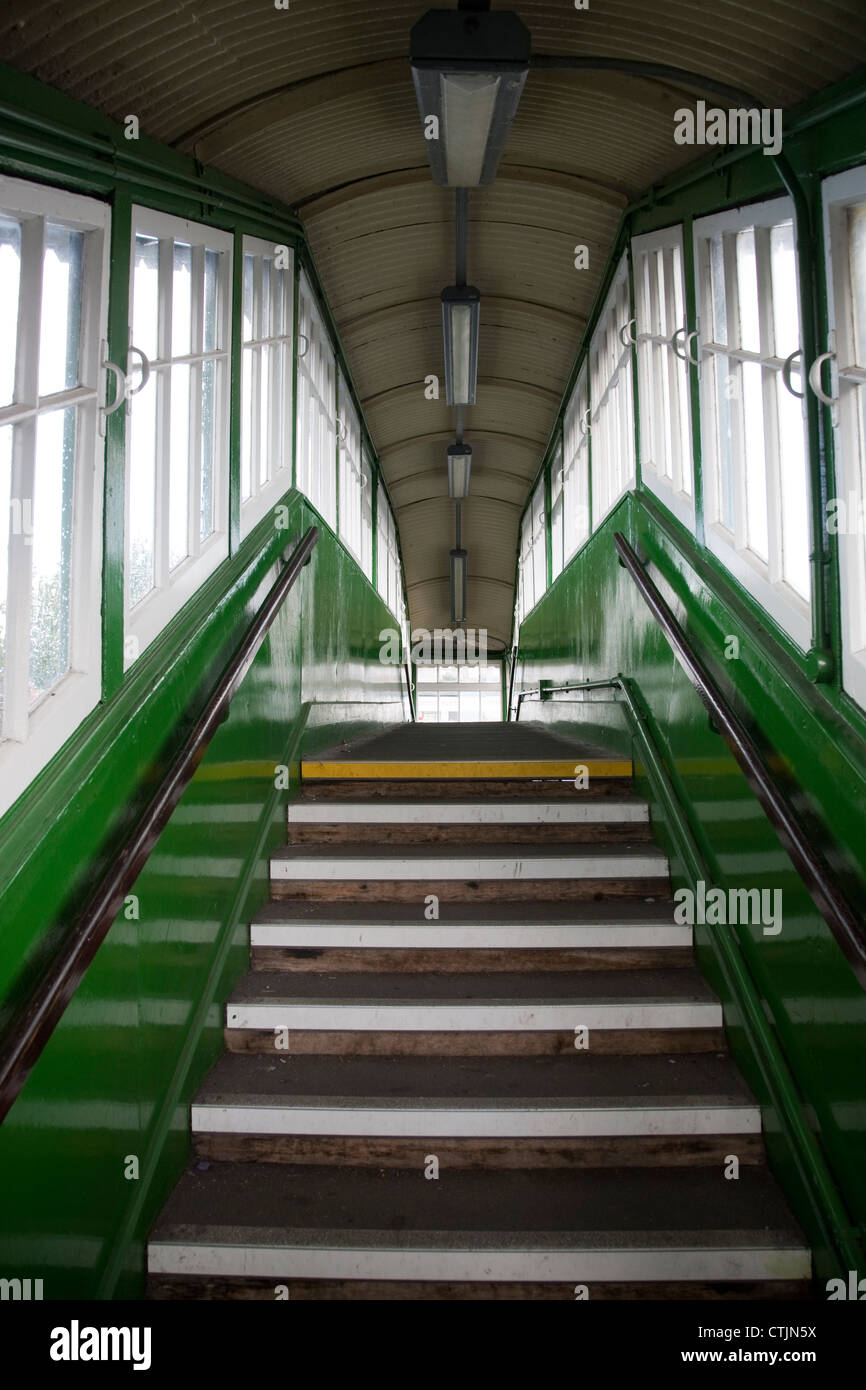 Green Covered Bridge with Stairs Stock Photo - Alamy