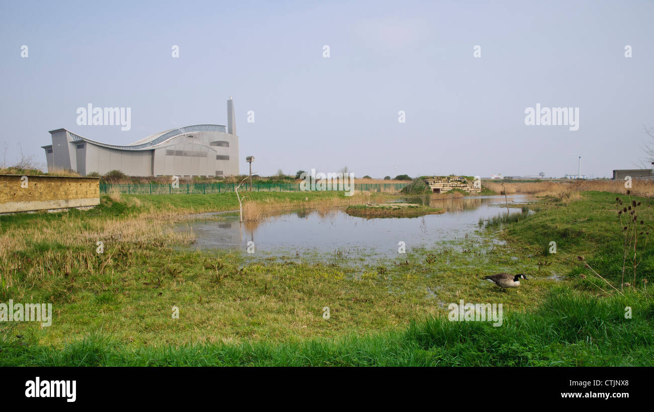 A view of part of Crossness Nature Reserve in Bexley, Kent, showing the ...