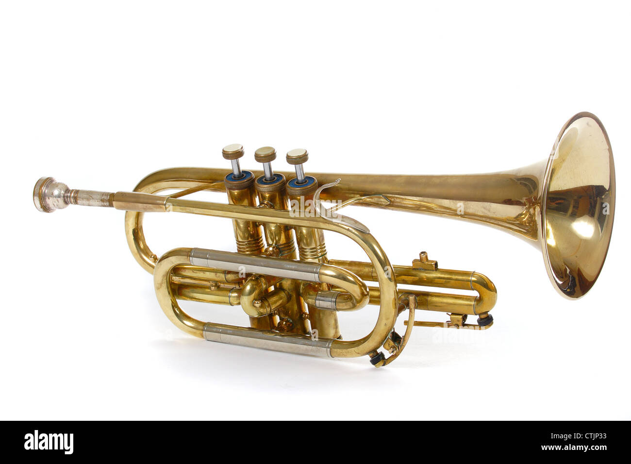 Old trumpet photo on the white background Stock Photo - Alamy