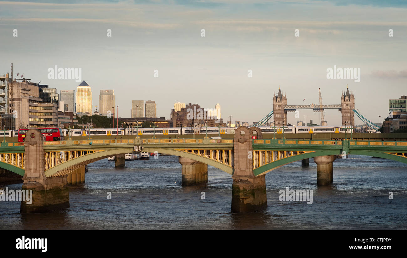 View of the River Thames showing Southwark Bridge, Cannon Street ...