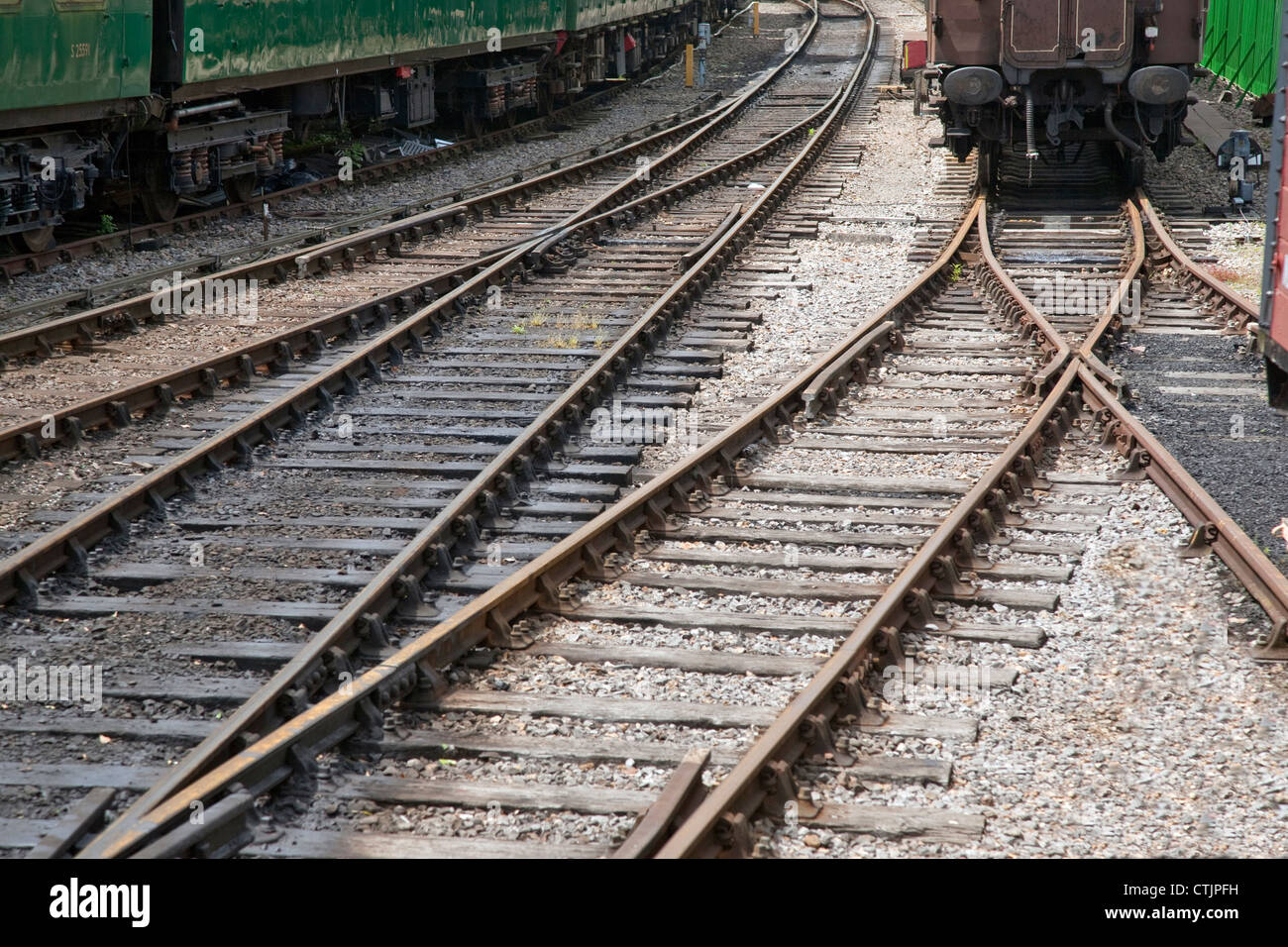 Railroad Track and Carriages Stock Photo - Alamy