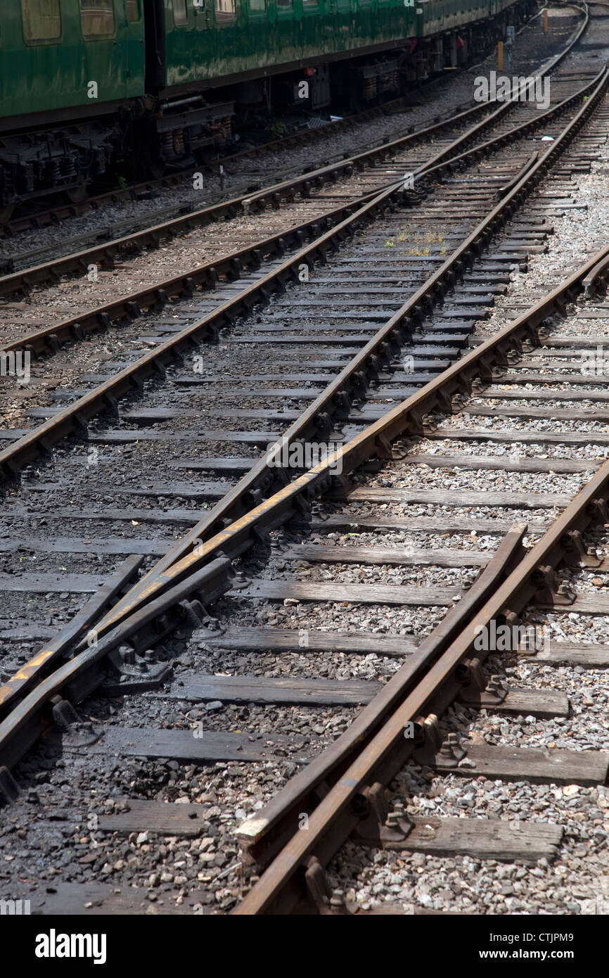 Railroad Carriages on Railway Tracks Stock Photo - Alamy